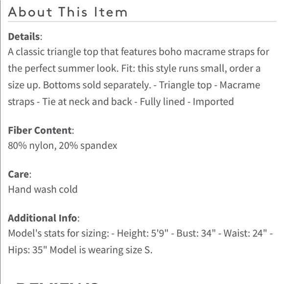 Mikoh | Swim | New Mikoh Indies Macrame Triangle Top Swim Xs | Poshmark